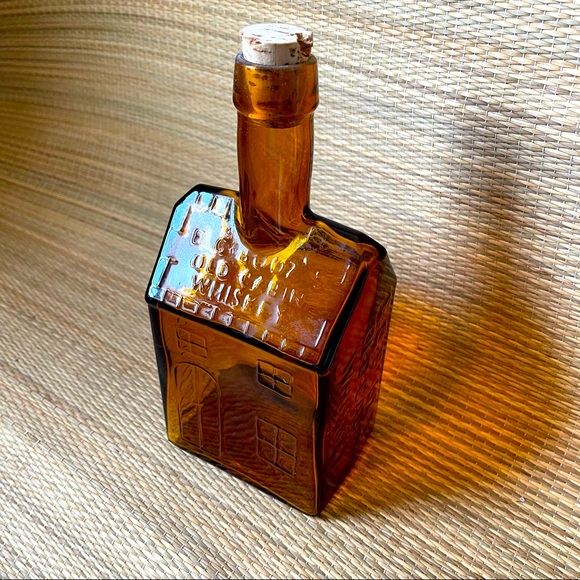 Accents | Vtg Bottle Eg Booz Old Cabin Flask Brown Glass W Cork | Poshmark
